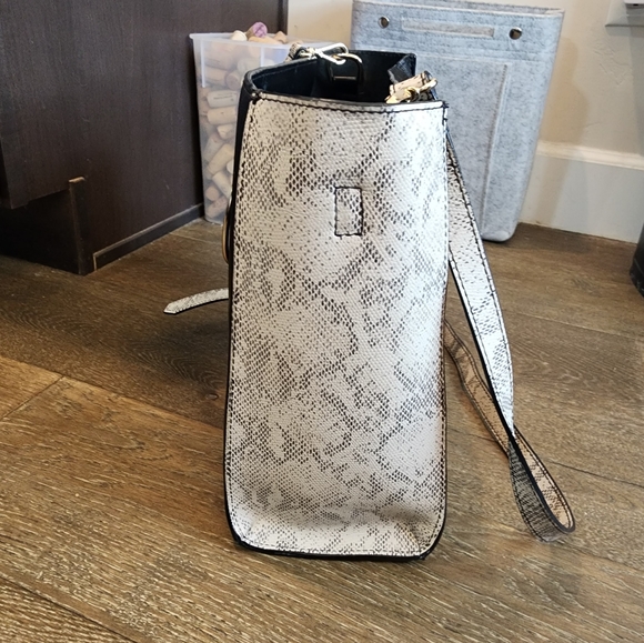 Able | Bags | Able Black Leather Snake Print Tote | Poshmark